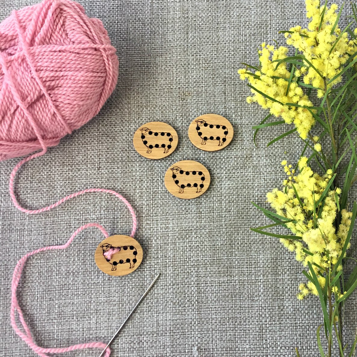 Set of 2 Stitchable Sheep Buttons - Washable Bamboo – Say! Little Hen Shop